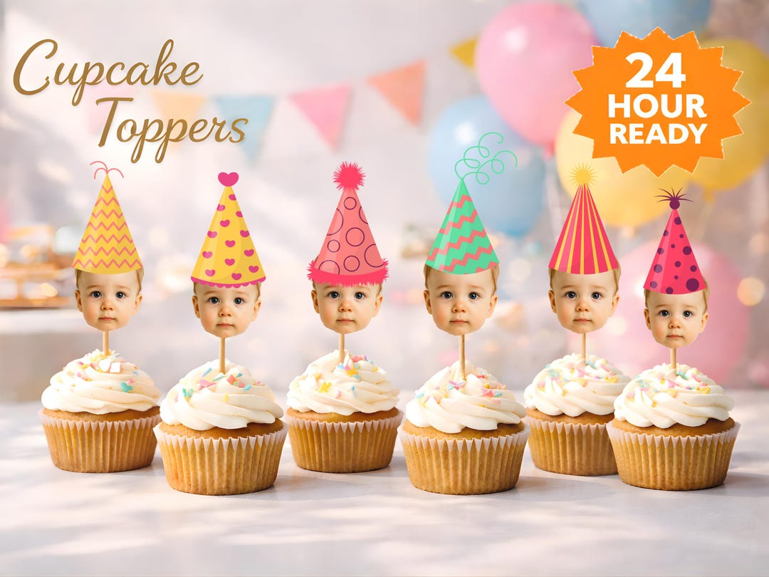 Custom Photo Face Topper, Birthday Cake Decor, Personalized Cupcake ...