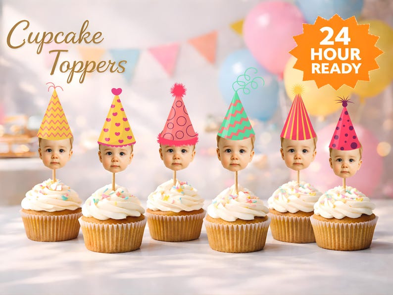 Custom Photo Face Topper, Birthday Cake Decor, Personalized Cupcake ...