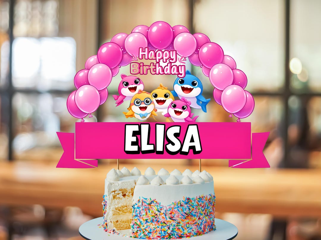 Baby Shark Cake Topper Personalized Name Girl, Printable Birthday Cake ...