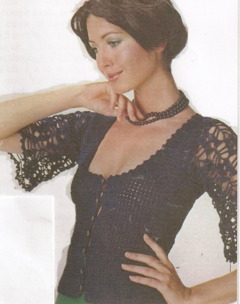 Women's Crocheted Evening Top W/lacy Sleeves Made to | Etsy