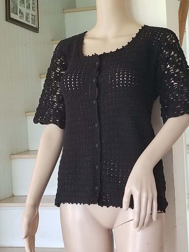 Women's Crocheted Evening Top W/lacy Sleeves Made to | Etsy