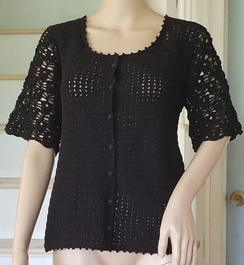 Women's Crocheted Evening Top W/lacy Sleeves Made to | Etsy