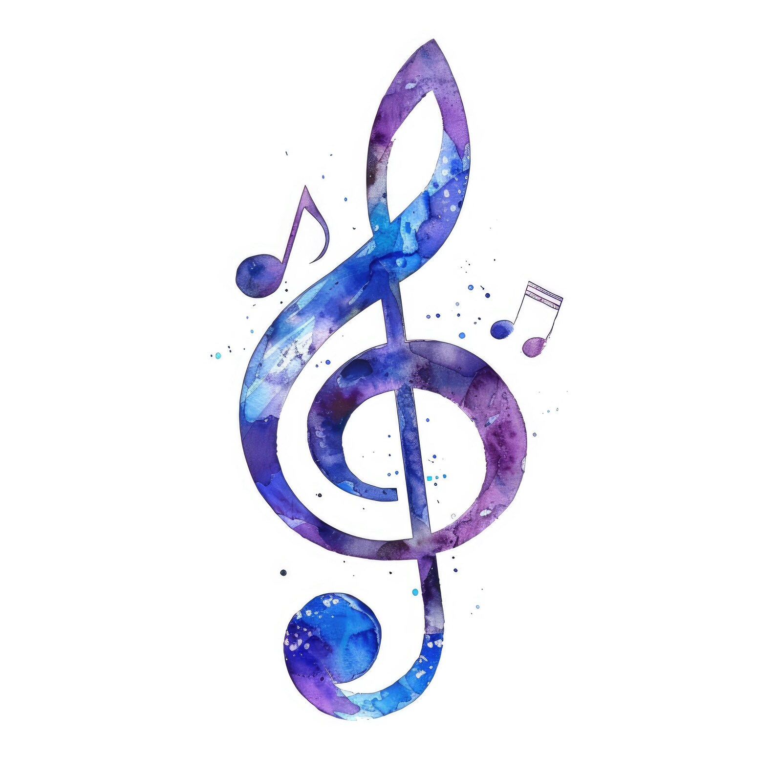 9 Music Notes Clipart, Watercolor Treble Clef, Artistic Music Print ...