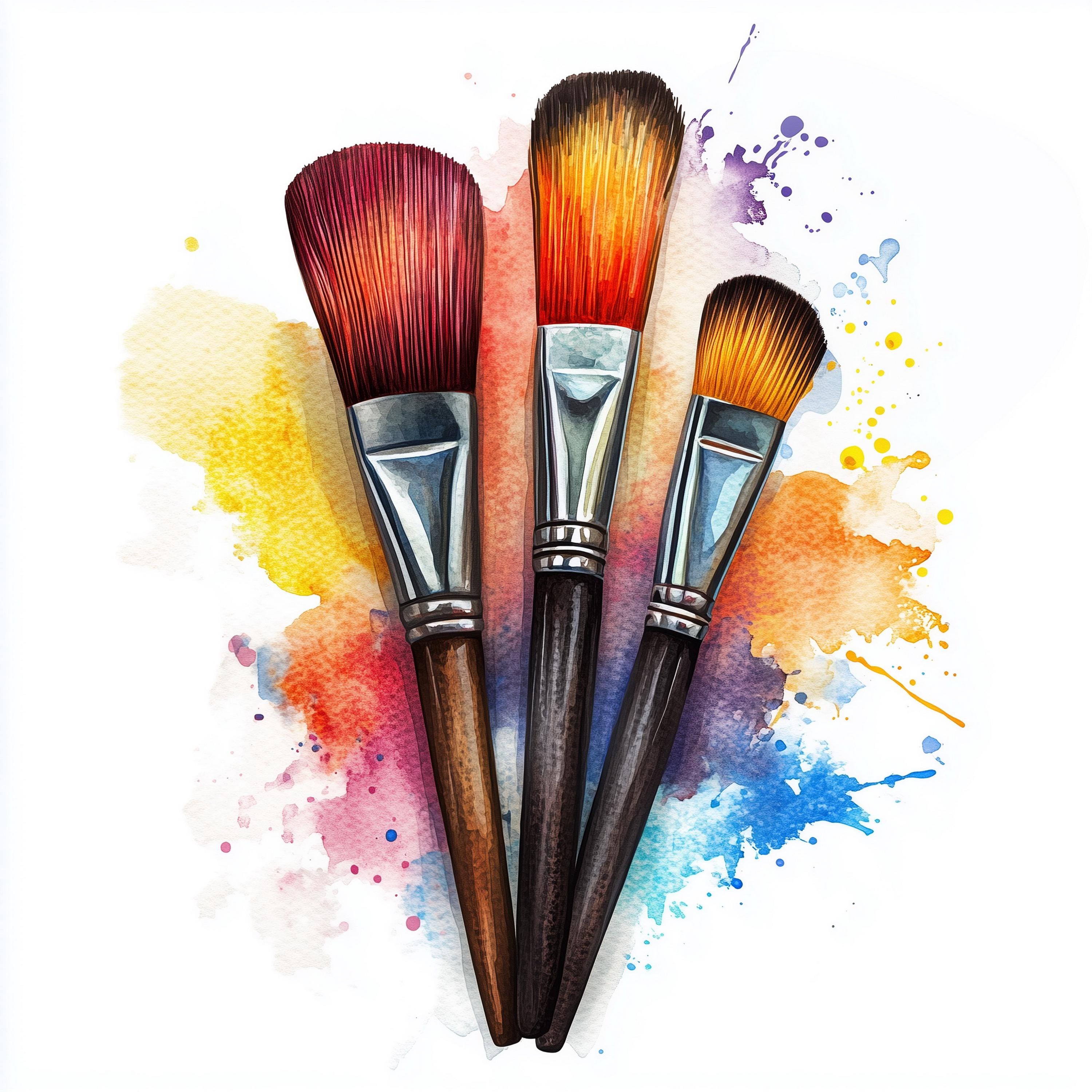 15 Paint Brushes Clipart | Watercolor Painting Supplies Images ...