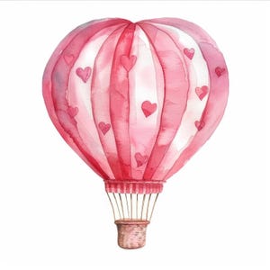 10 Valentines Hot Air Balloon Cliparts, Heart Balloon Clipart, Wedding ...