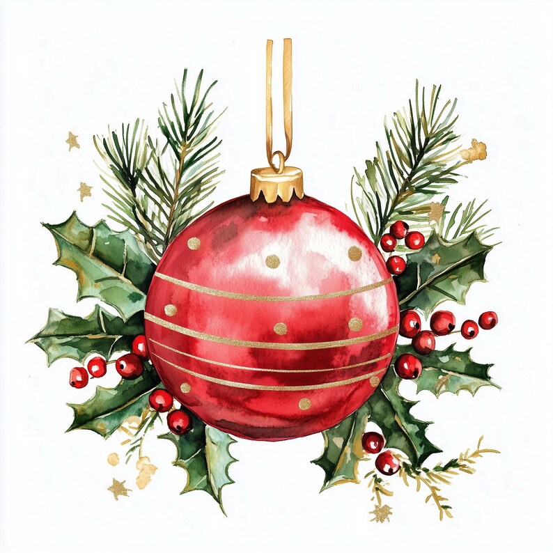 11 Christmas Bauble Clipart | Christmas Decoration Watercolor Designs ...