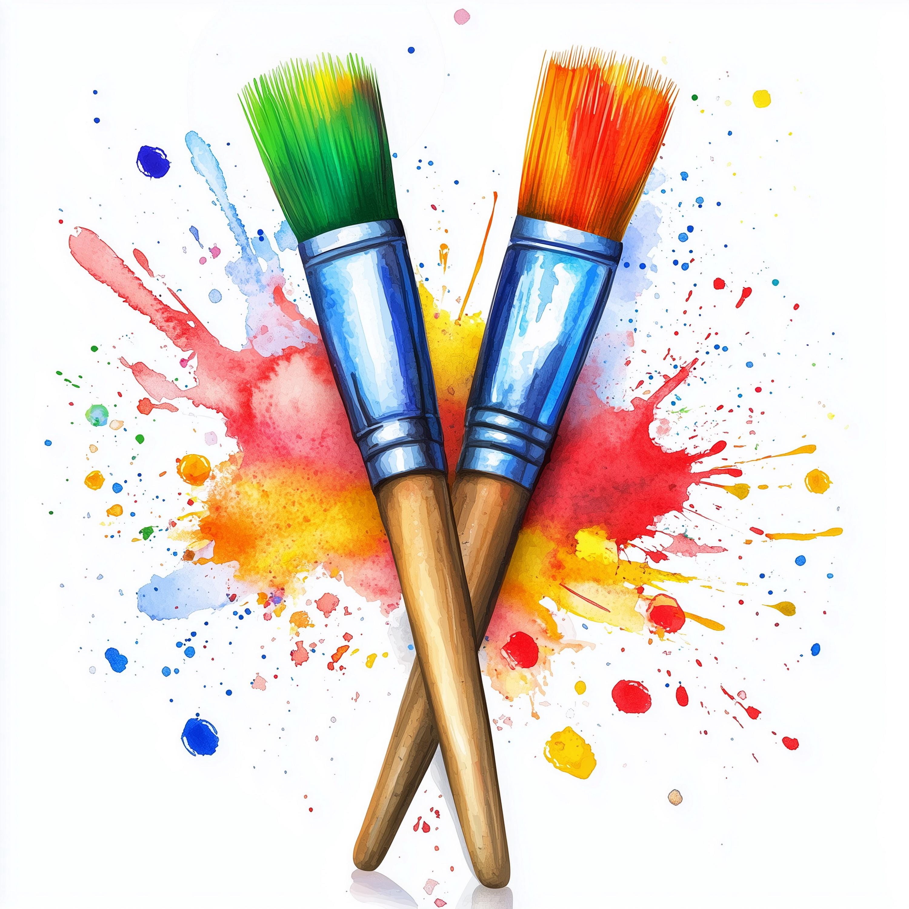 15 Paint Brushes Clipart | Watercolor Painting Supplies Images ...