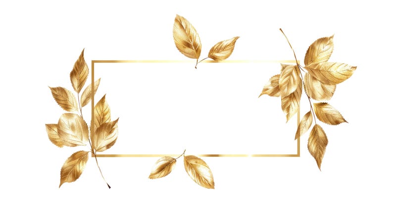 14 Golden Leaves Frame Clipart: Printable PNG Images (digital Download ...
