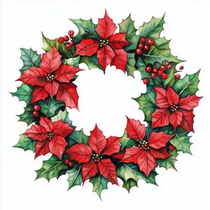 16 Holly Leaves Christmas Wreath Clipart | Festive Holiday Decor ...