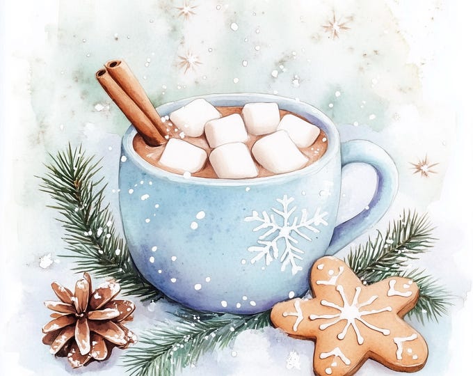 12 Cozy Hot Chocolate Clipart Bundle, Winter Drink Illustration ...