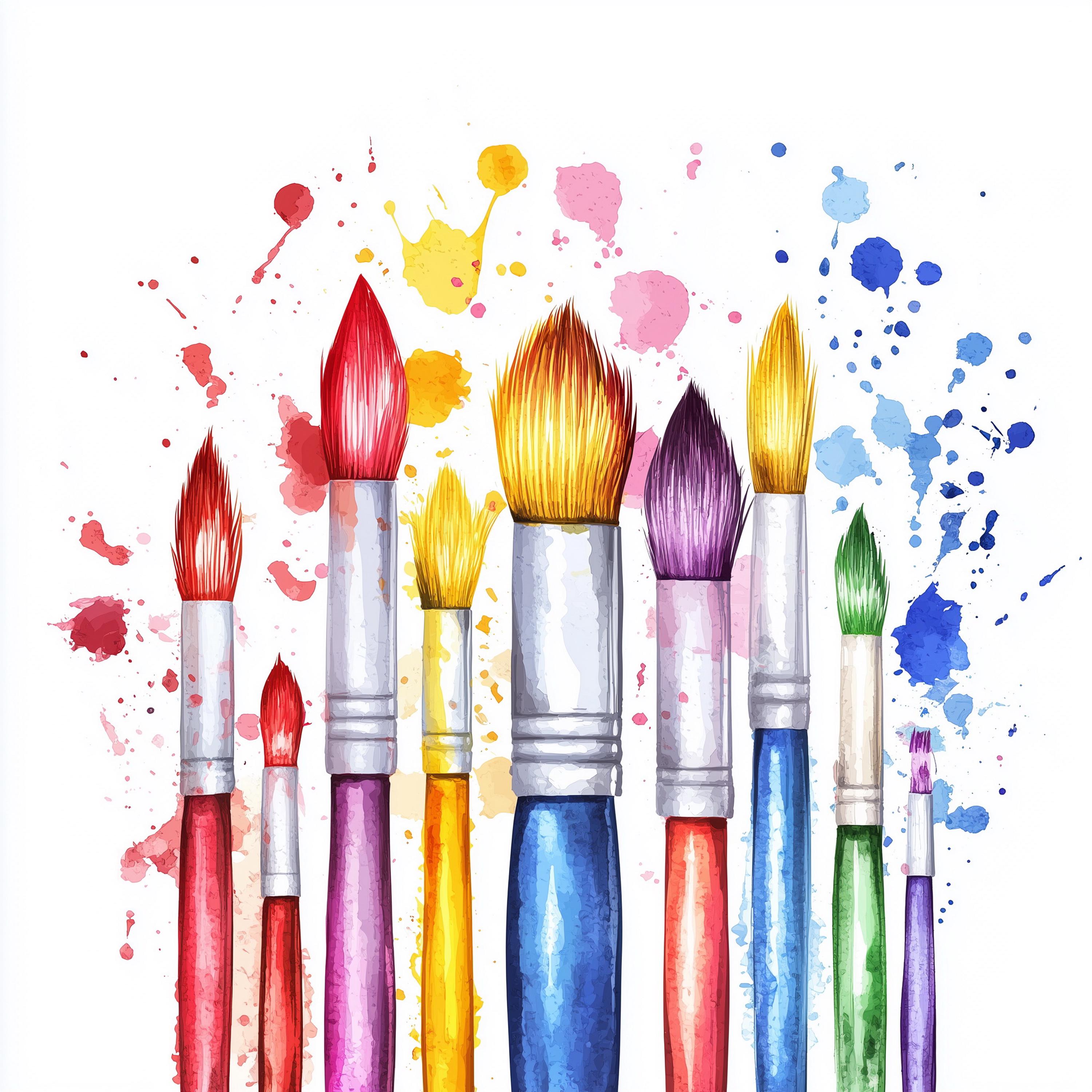 15 Paint Brushes Clipart | Watercolor Painting Supplies Images ...