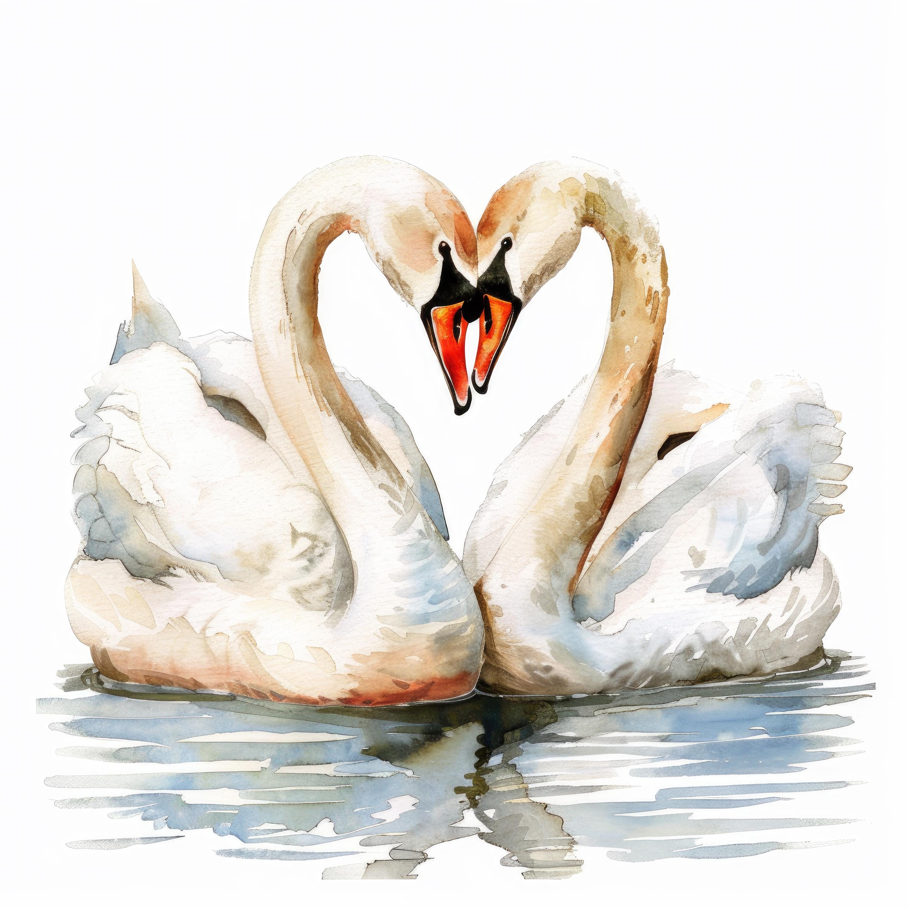 10 Swan Couple Clipart, Swans, Printable Watercolor Clipart, High ...