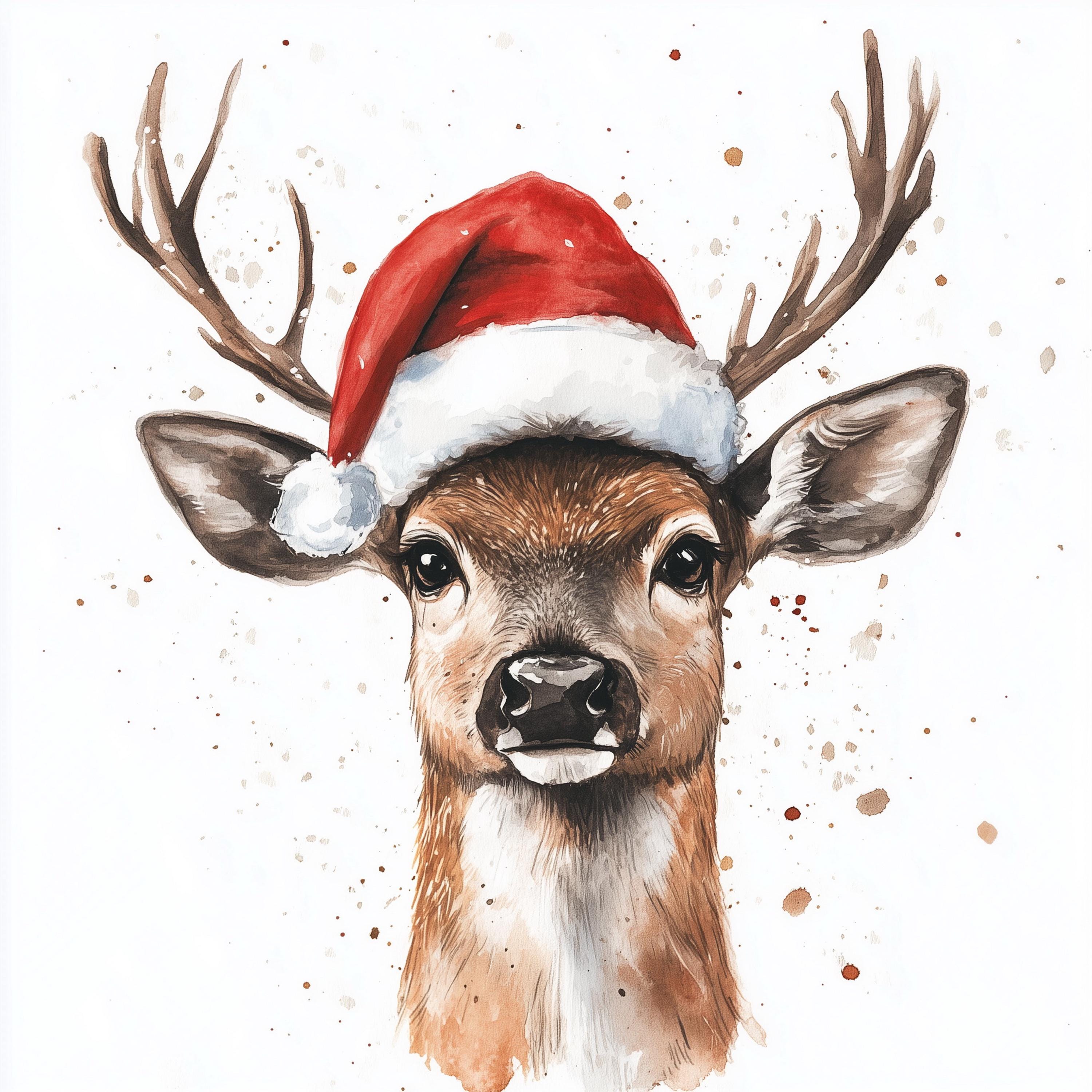 14 Clipart de cerf avec un chapeau de père Noël | Renne et faon ...