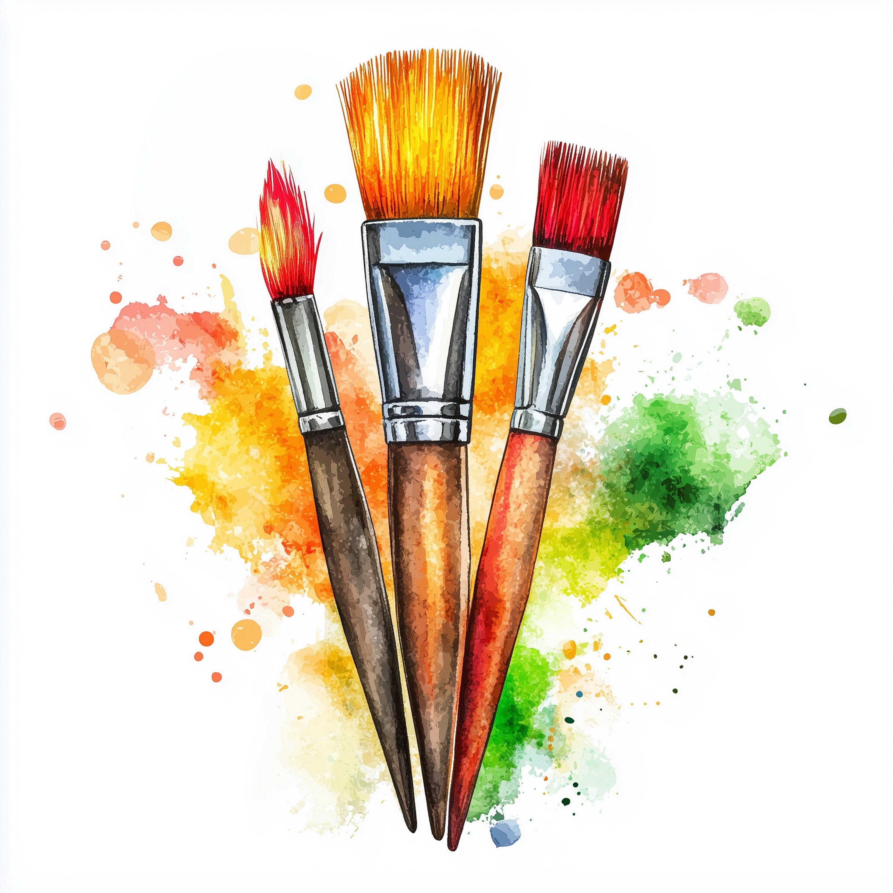 15 Paint Brushes Clipart | Watercolor Painting Supplies Images ...