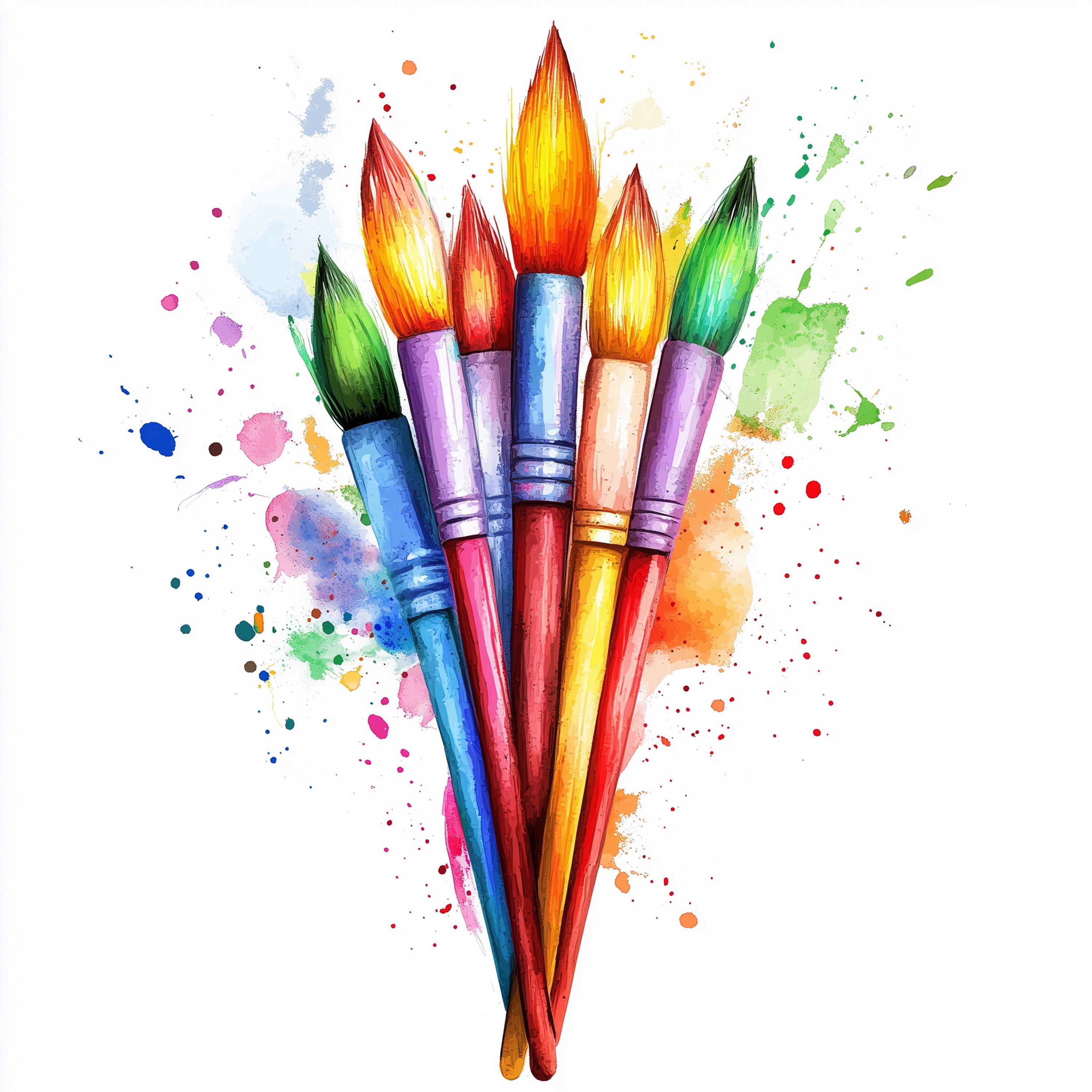 15 Paint Brushes Clipart | Watercolor Painting Supplies Images ...