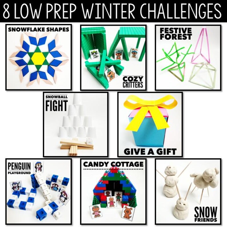 Winter Christmas STEM Team Building Stations: Winter Party Activities ...