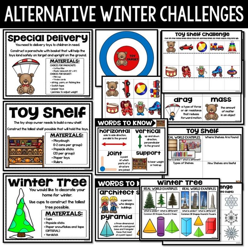Christmas STEM Challenges & Activities, Christmas Winter Holiday Snow ...