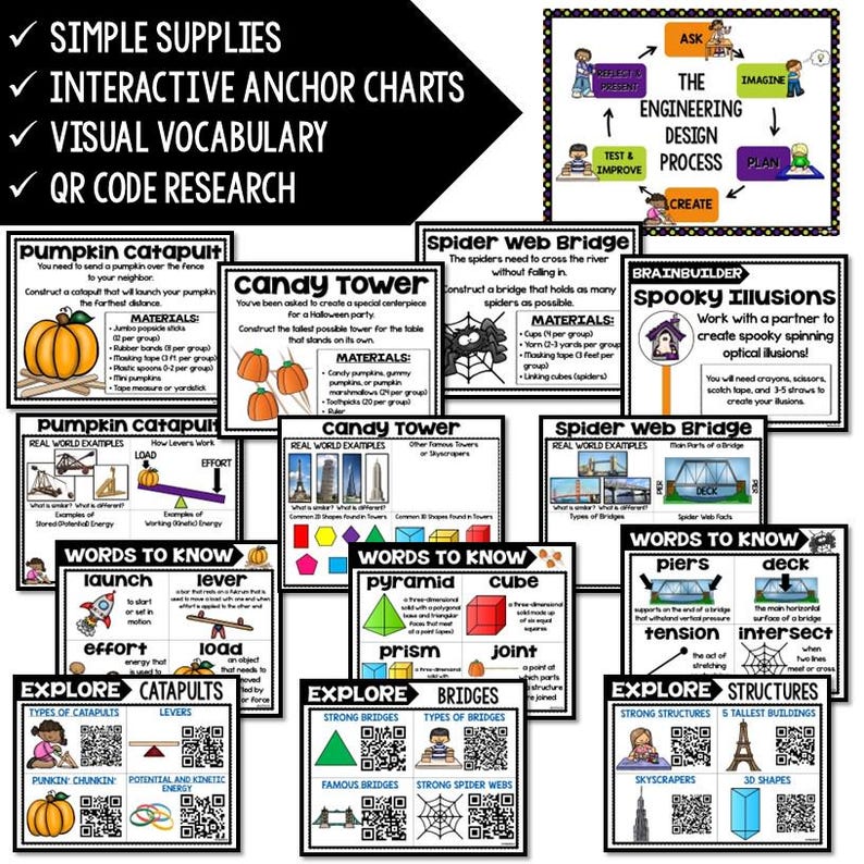 Halloween STEM Challenges & Activities - Pumpkin Catapult, Candy Tower ...