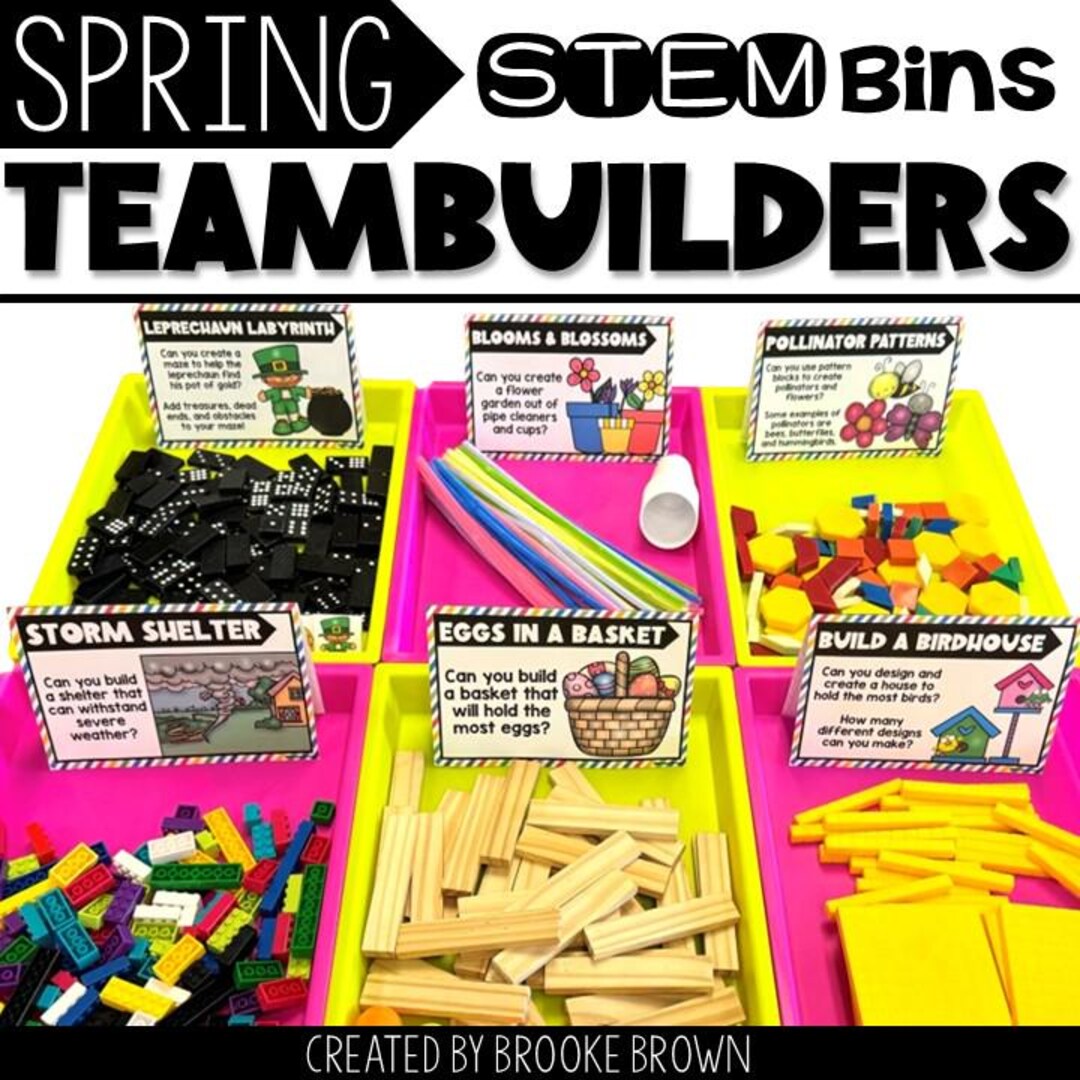 Spring STEM Bins® Team Building Stations STEM Activities & Centers, St ...