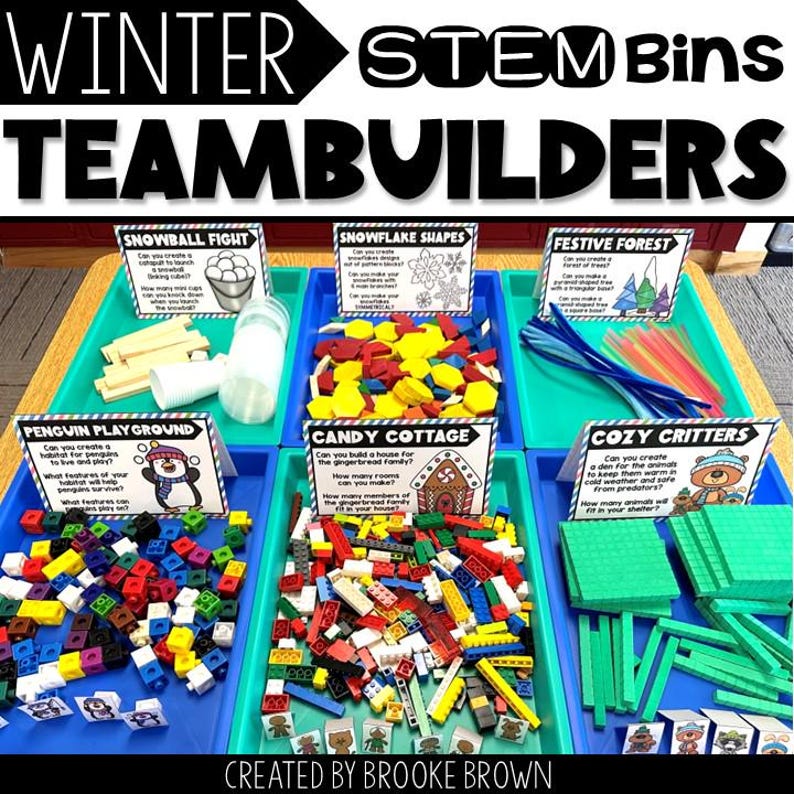 Winter Christmas STEM Team Building Stations: Winter Party Activities ...