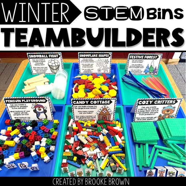 Winter Christmas STEM Team Building Stations: Winter Party Activities ...