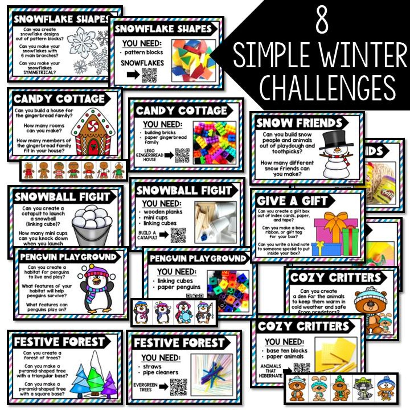 Winter Christmas STEM Team Building Stations: Winter Party Activities ...