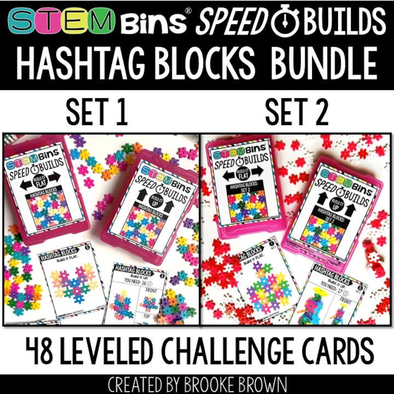 STEM Challenge Cards: Hashtag Blocks Speed Builds (digital Download) - Etsy