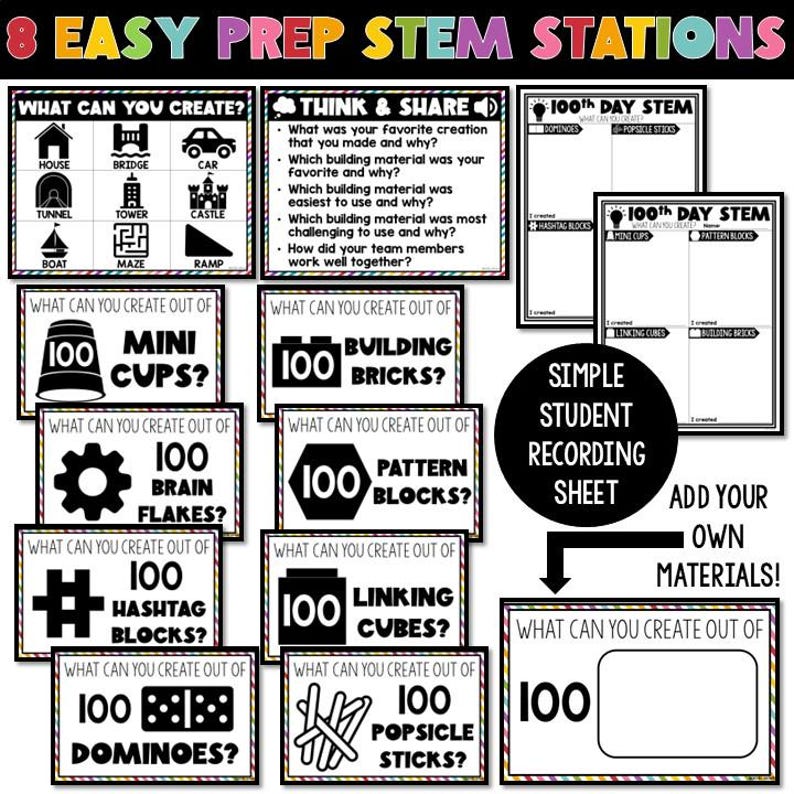100th Day of School STEM Activities and Stations - Team Building ...