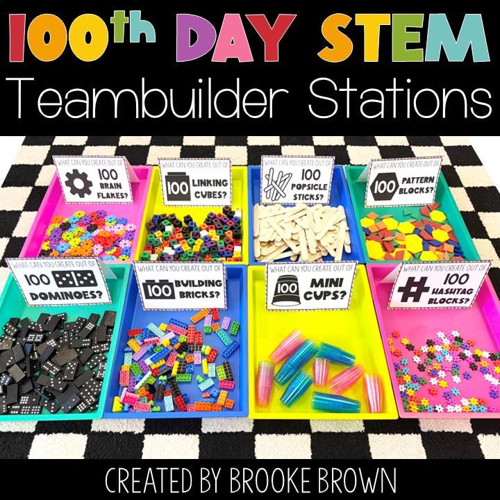 100th Day of School STEM Activities and Stations - Team Building ...