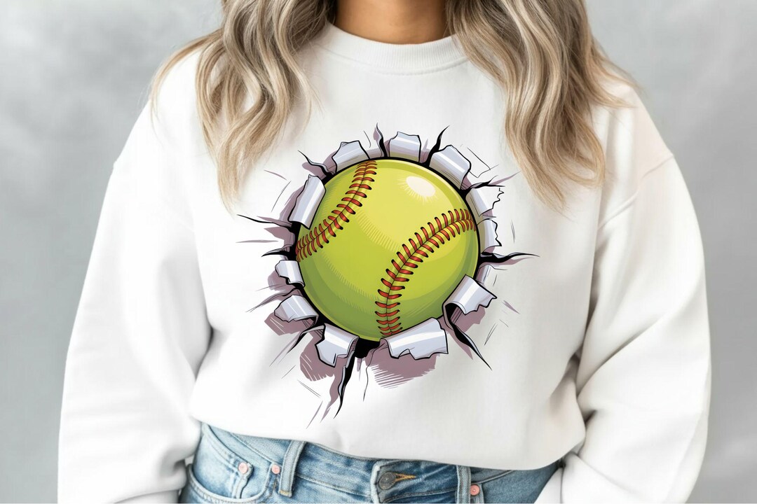 Bursting Softball PNG | Cracked Wall Sports Clipart | 3D Sublimation ...