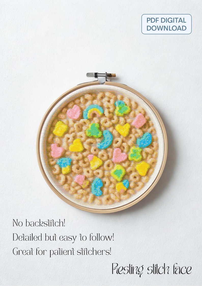 Lucky Charms Cereal Bowl Cross Stitch Pattern – Hyper-realistic Colour ...