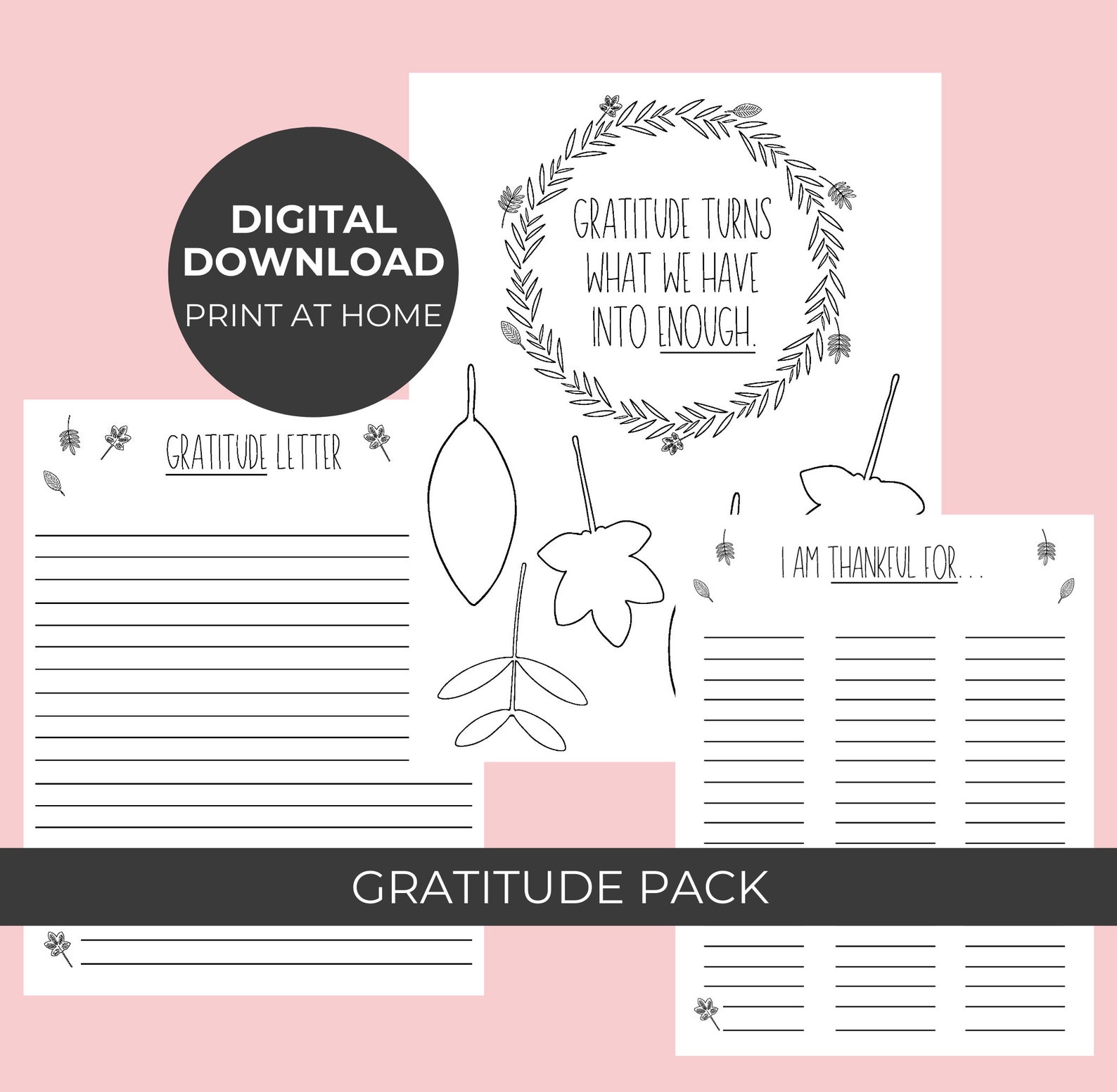 Gratitude Pack. PDF Printable. Instant Download. Thankfulness Tracker ...