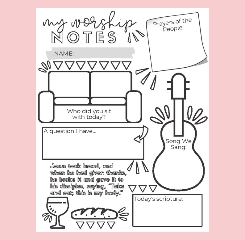 Worship Notes for Kids and Adults. PDF Printable. Instant Download ...
