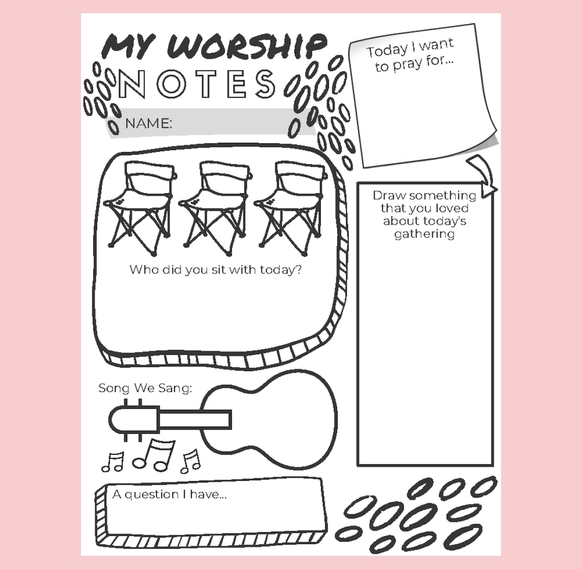 Worship Notes for Kids and Adults. PDF Printable. Instant Download ...