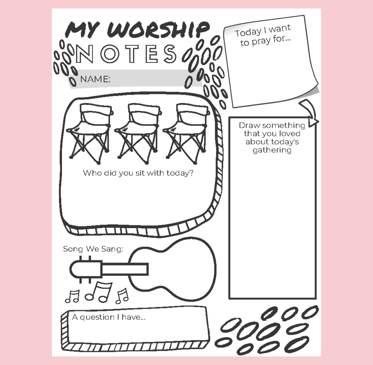 Worship Notes for Kids and Adults. PDF Printable. Instant Download ...