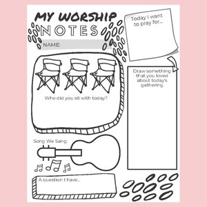 Worship Notes for Kids and Adults. PDF Printable. Instant Download ...