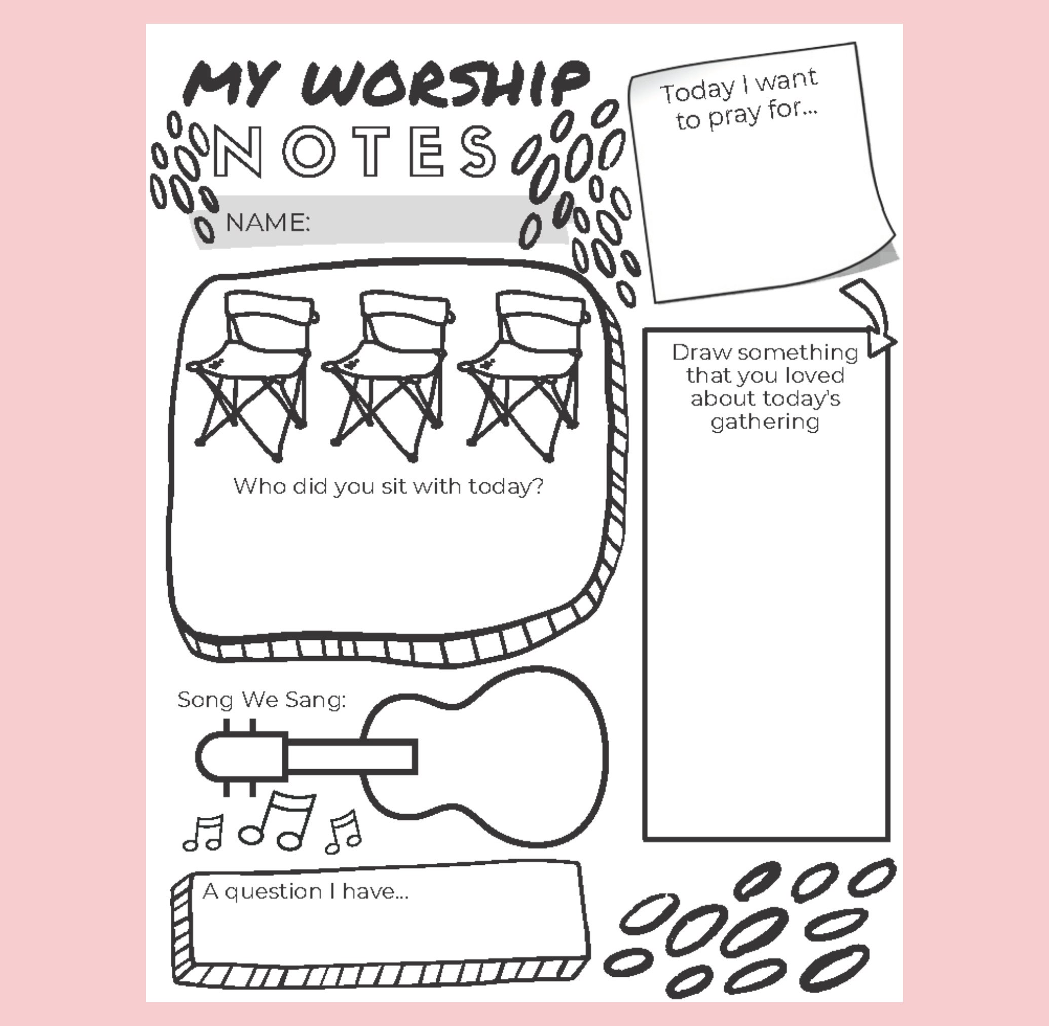 Worship Notes for Kids and Adults. PDF Printable. Instant Download ...