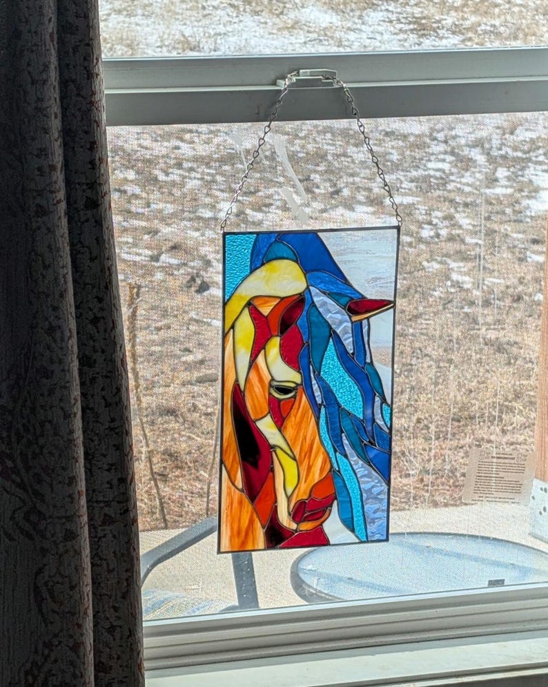 Fire and Ice Horse Stained Glass - Etsy