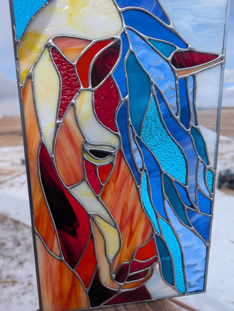 Fire and Ice Horse Stained Glass - Etsy