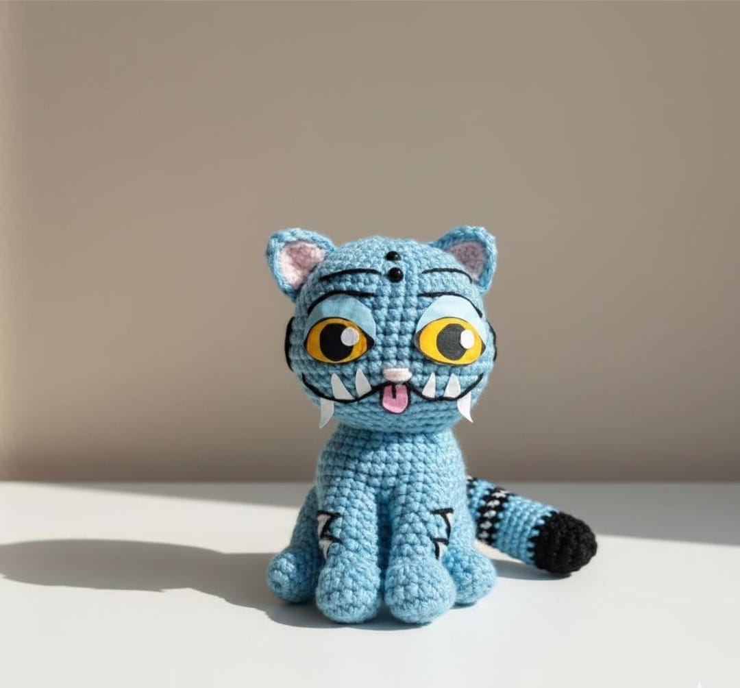 Crochet Pattern, Kpop Inspired Amigurumi, Derpy Blue Tiger(pdf Pattern ...