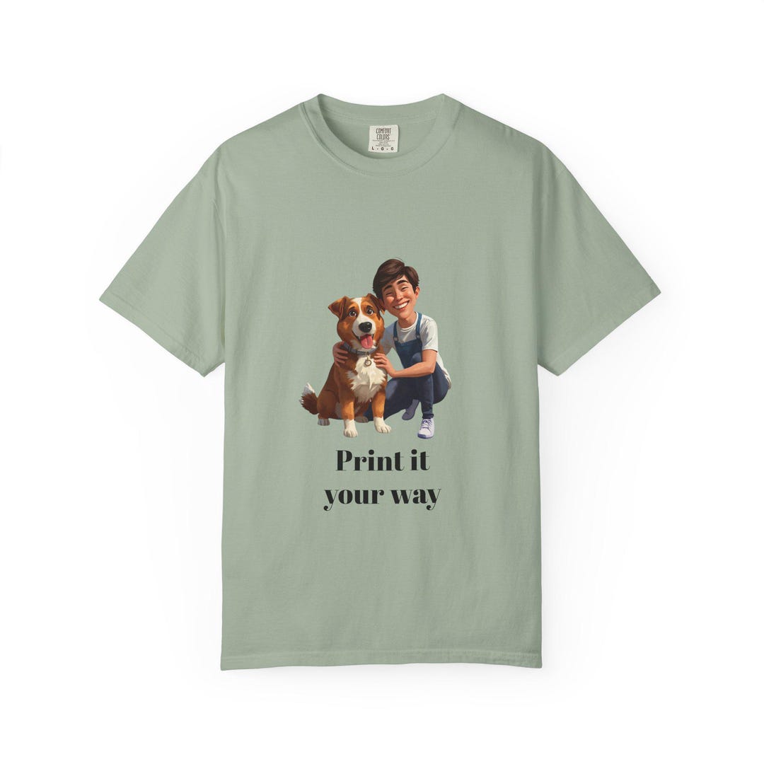 Boy With Dog Illustration T-shirt | Print It Your Way - Etsy