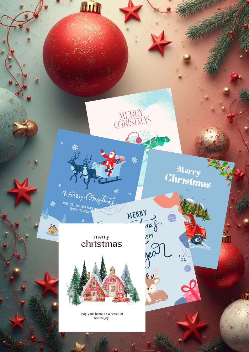 Christmas Card Bundle | Printable Holiday Cards | Merry Christmas ...