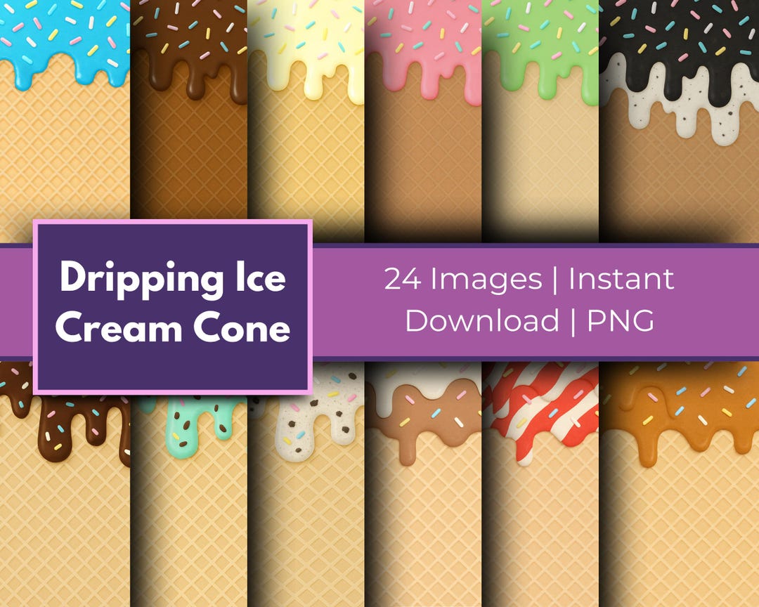 Ice Cream Drip Waffle Digital Paper | 8.5x11" Seamless Background ...