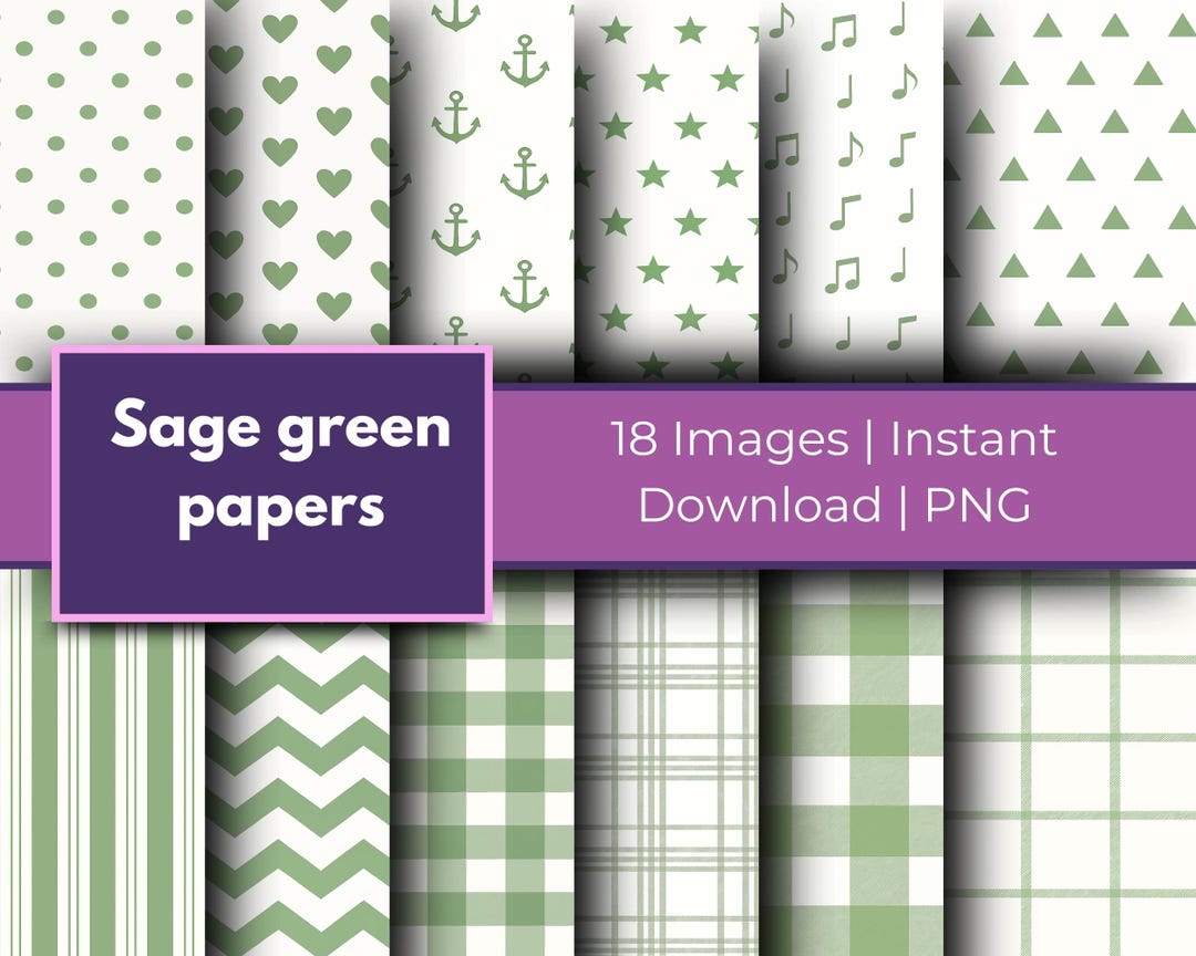 Sage Green Digital Paper Pack | Scrapbooking, Journaling Patterns ...