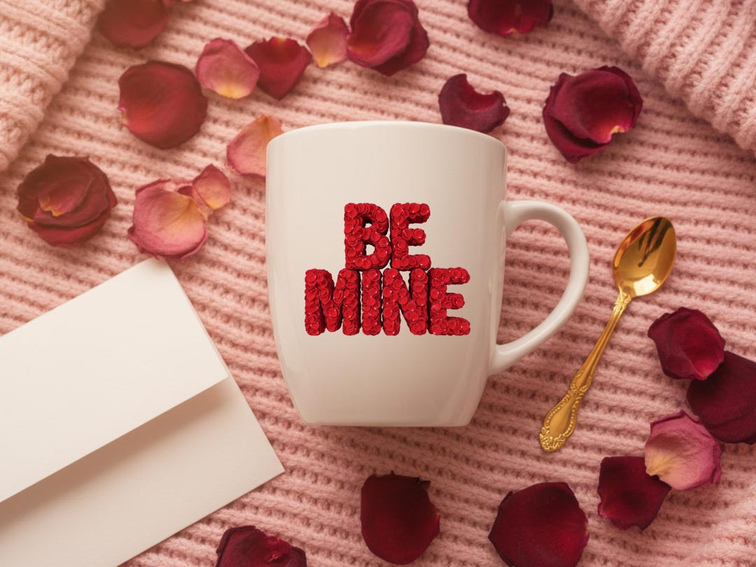 Be Mine Rose Petal Text PNG | Valentine's Day Lettering (digital ...