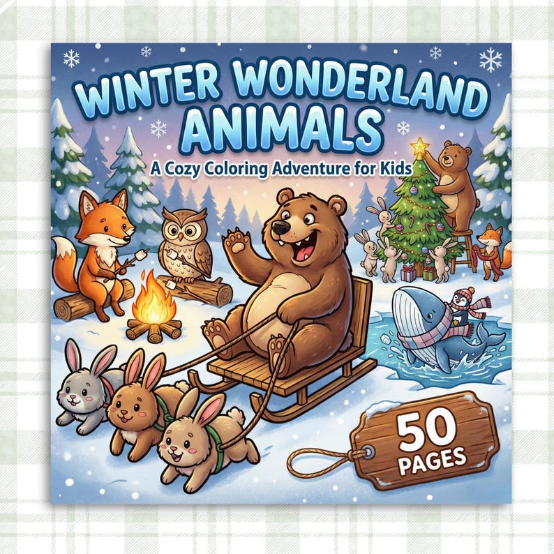 Winter Wonderland Animals Coloring Book Printable PDF: 50 Bold Easy ...