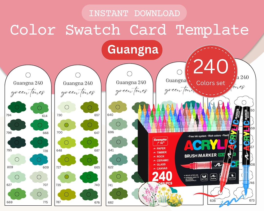 Guangna 240 Marker Swatch Chart: Color Card Template (PDF Download) - Etsy