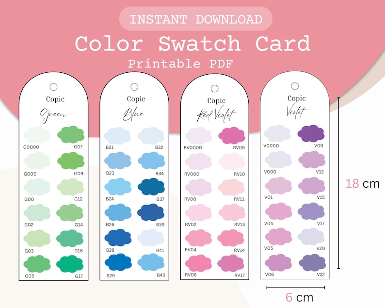 Copic Marker 358 Color Swatch Chart: Blank & Pre-filled (PDF Download ...
