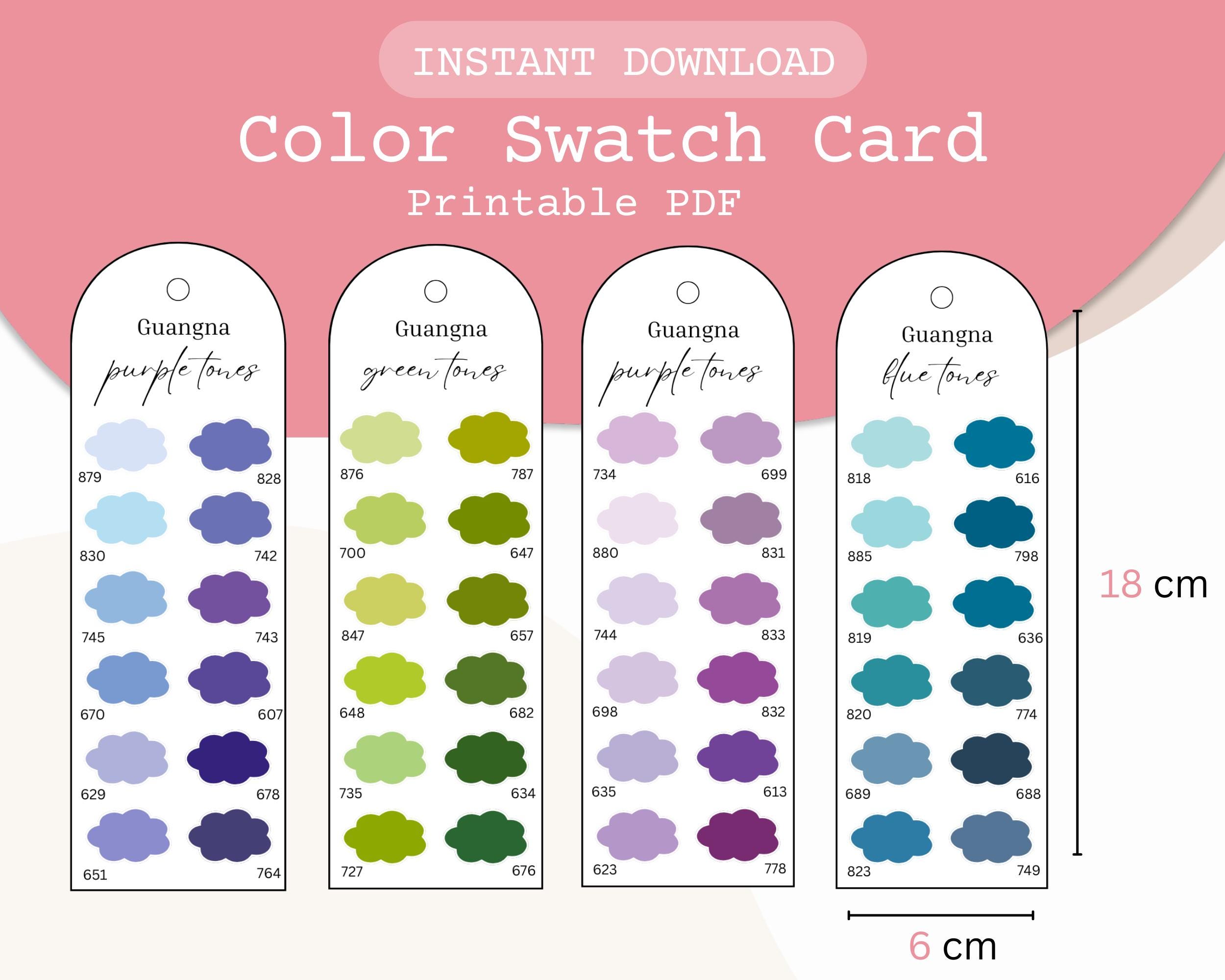 Guangna 288 Marker Color Chart – Printable Swatch Cards for Acrylic ...