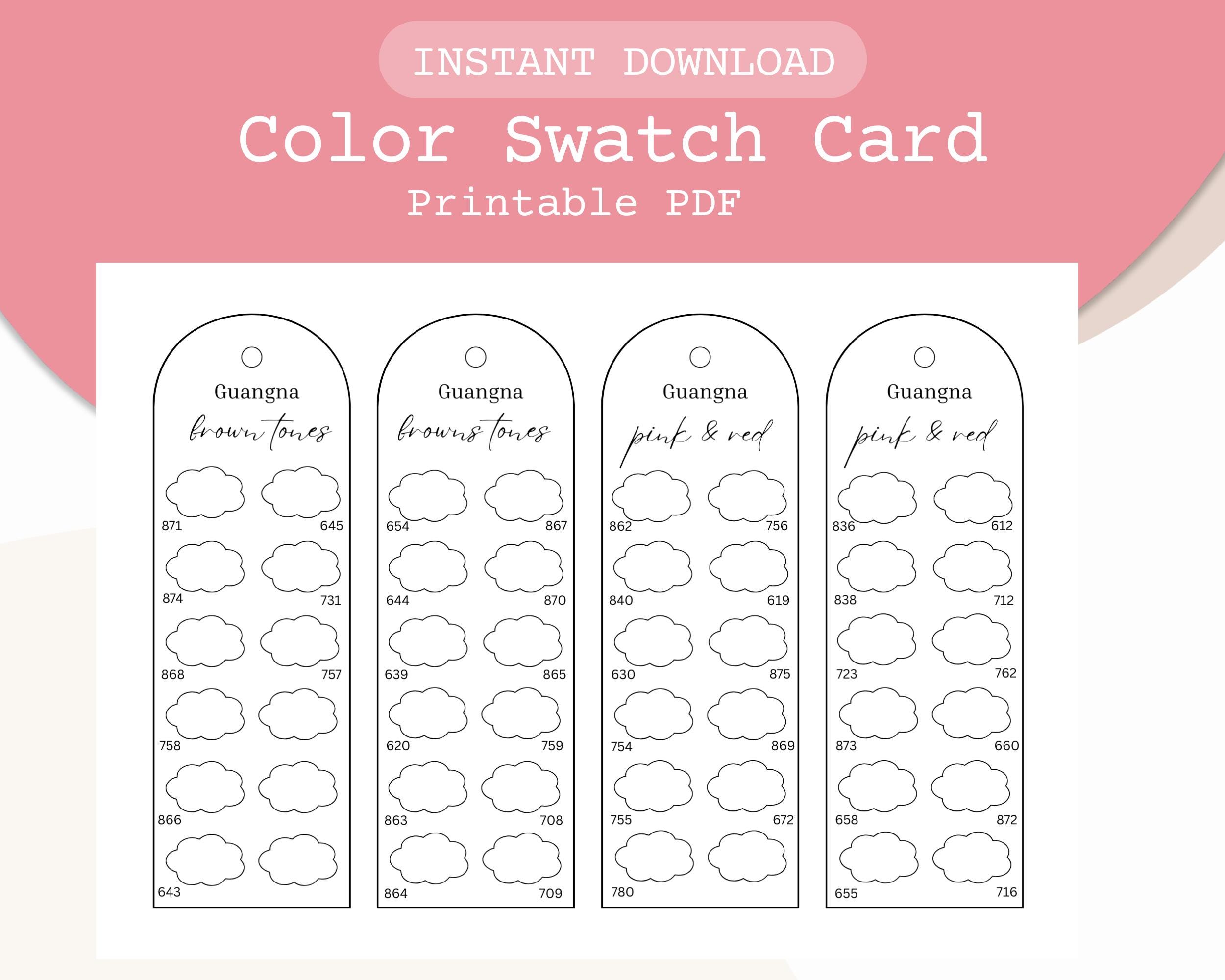 Guangna 288 Marker Color Chart – Printable Swatch Cards for Acrylic ...